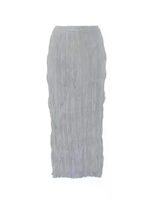 GONGDID DESIGN Plissé Elasticated Waist Midi Skirt - Grey