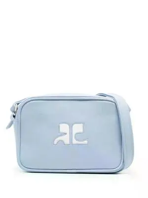 COURREGES Logo-patch Leather Crossbody Bag - Black
