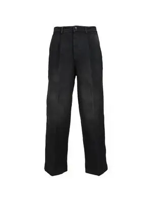 Marni Pleated Faded-effect Trousers - Black
