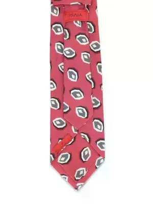 Isaia Geometric Print 7-fold Tie - Red
