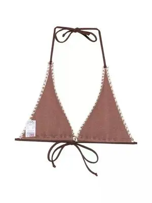 MC2 SAINT BARTH Guiana Crinkle Embroidered Bikini Top
