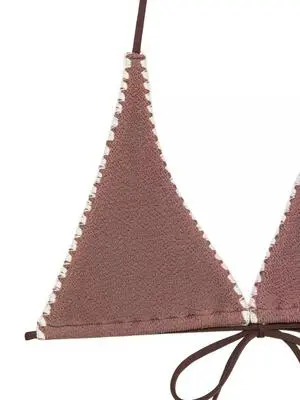 MC2 SAINT BARTH Guiana Crinkle Embroidered Bikini Top