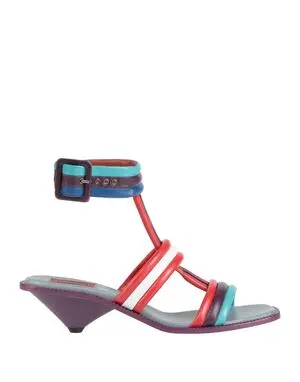 Missoni Multicolor Leather Strappy Sandals With Buckle Ankle Strap And Cone Heel