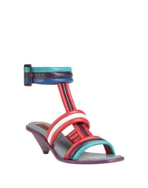 Missoni Multicolor Leather Strappy Sandals With Buckle Ankle Strap And Cone Heel