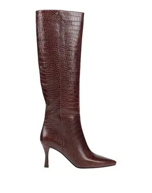 POLLINI Calfskin Crocodile-effect Tall Boots - Red