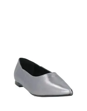 CastaÑer Metallic Leather Ballet Flats - Silver