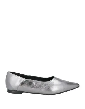 CastaÑer Metallic Leather Ballet Flats - Silver