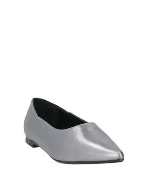 CastaÑer Metallic Leather Ballet Flats - Silver