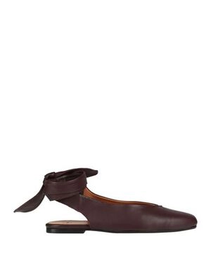 CastaÑer Leather Ballet Flats With Ankle Ties - Red