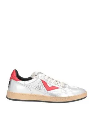 4B12 Low-top Distressed Metallic Leather Sneakers - Silver