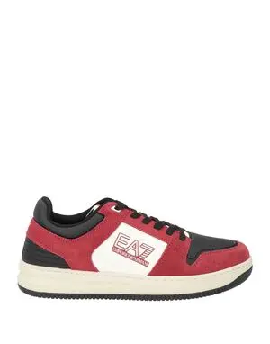 EA7 Sneakers Burgundy Size Cow Leather, Polyester