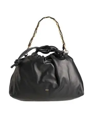 N°21 Leather Bucket Bag With Chain Top Handle - Black