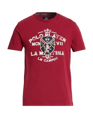 LA MARTINA T-shirt Burgundy Size Cotton, Elastane