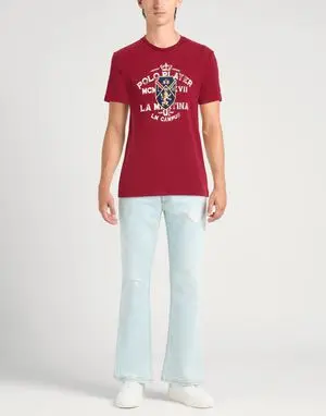 LA MARTINA T-shirt Burgundy Size Cotton, Elastane