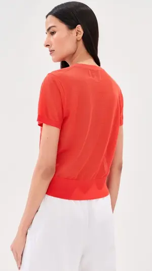 LE BOP Talia Ribbed Trim Tee - Flame