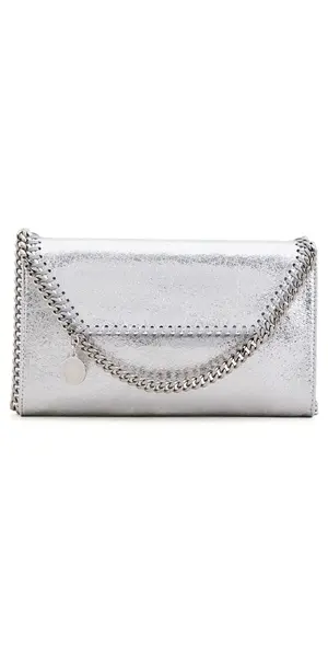 Stella McCartney Falabella Metallic Wallet On A Chain - Silver