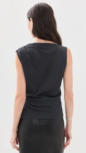 Vince Sleeveless Draped Mock Neck Top - Ink
