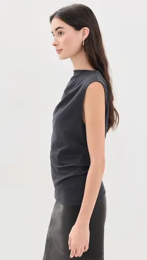 Vince Sleeveless Draped Mock Neck Top - Ink