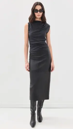 Vince Sleeveless Draped Mock Neck Top - Ink