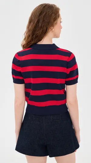 English Factory Striped Polo Knit Top