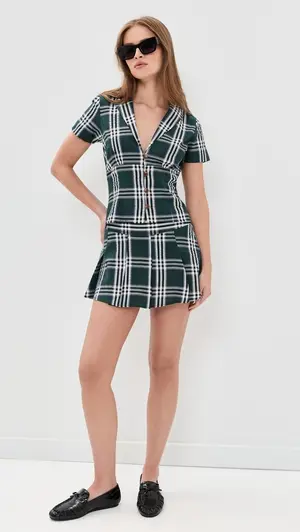ROWING BLAZERS Plaid Cotton Pleated Mini Skirt