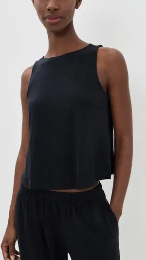Eberjey Linen Knit Boat Neck Crop Tank