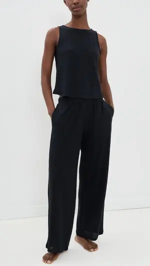 Eberjey Linen Knit Boat Neck Crop Tank