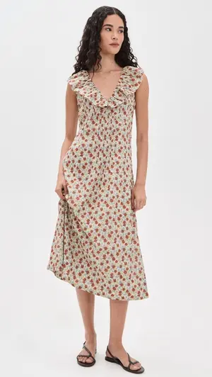 Sea Viera Floral Print Ruffled Midi Dress