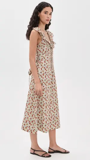 Sea Viera Floral Print Ruffled Midi Dress