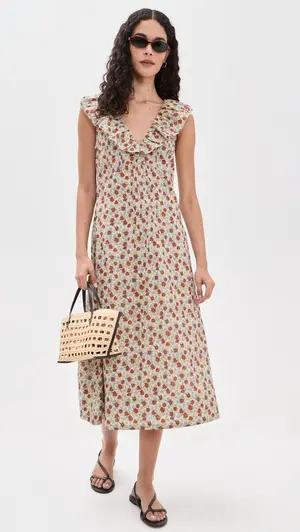Sea Viera Floral Print Ruffled Midi Dress