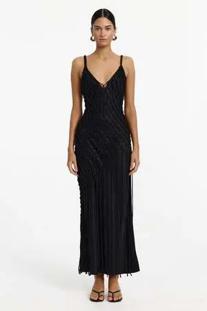 Significant Other Oceane Maxi Dress With Macramé Overlay - Black