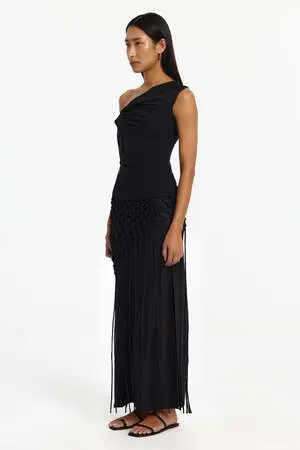 Significant Other Oceane Maxi Skirt With Hand-woven Macramé And Fringe