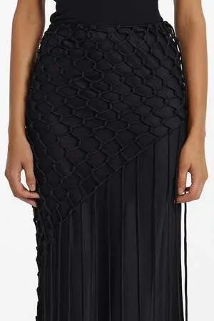 Significant Other Oceane Maxi Skirt With Hand-woven Macramé And Fringe