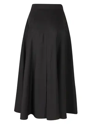 Burberry Front-slit Twill Midi Skirt