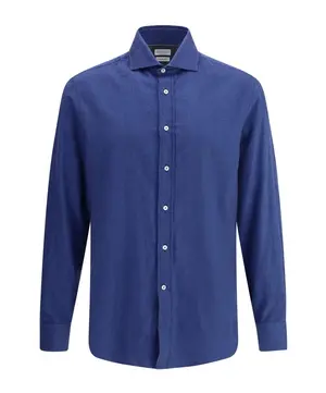 Brunello Cucinelli Long-sleeved Buttoned Shirt - Blue