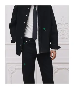 Dior Overshirt With Clover Embroidery - Black