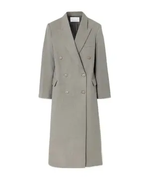 THE FRANKIE SHOP Jane Double-breasted Twill Coat - Gray