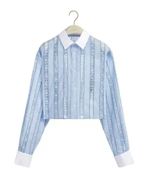 Dior Dioriviera Embroidered Cropped Blouse - Blue
