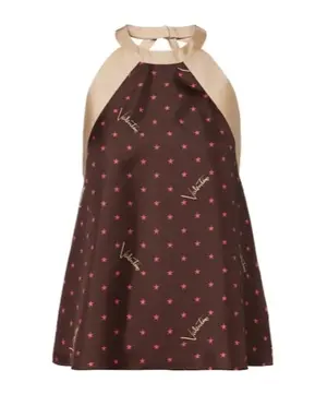 Valentino Garavani Printed Halterneck Silk Twill Top