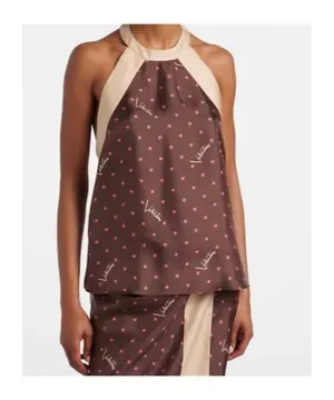 Valentino Garavani Printed Halterneck Silk Twill Top