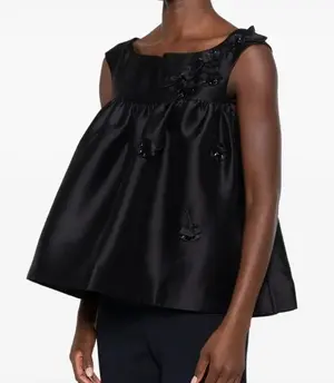 SHUSHU/TONG Sleeveless Floral Appliqué Cami Top