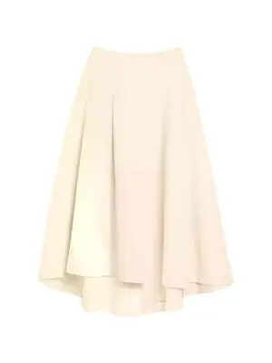 AMI Paris Cotton And Linen Godet Skirt - Neutrals