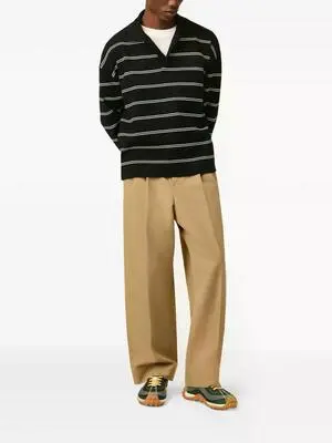 AMI Paris Cotton Linen High Waisted Carrot Fit Trousers