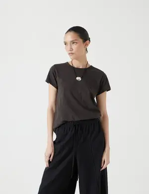 HUSH Slim Fit Slub Cotton Crew Neck T-shirt - Dark Brown