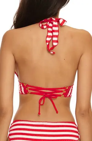 BECCA By Rebecca Virtue Sail Away Stripe Halter Bikini Top