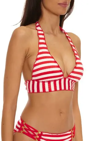 BECCA By Rebecca Virtue Sail Away Stripe Halter Bikini Top