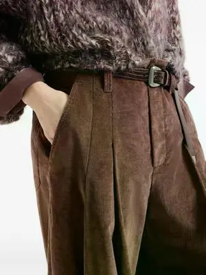 Brunello Cucinelli Stretch Cotton And Cashmere Corduroy Baggy Trousers With Monili