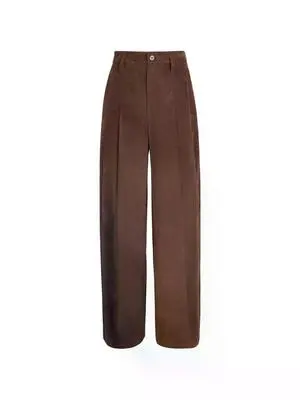 Brunello Cucinelli Stretch Cotton And Cashmere Corduroy Baggy Trousers With Monili - Brown