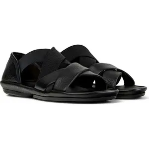 Camper Right Isla Cross Strap Sandal - Black