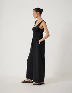HUSH Wrenna Gathered Straps Wide Leg Jumpsuit